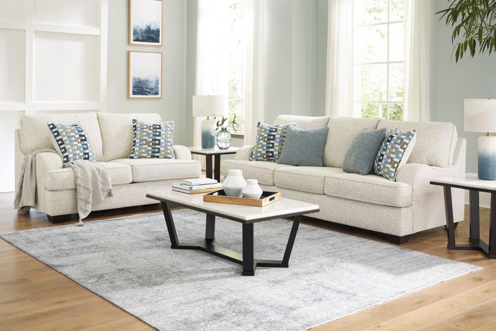 SALA SOFA Y LOVESEAT VALERANO 33404 PARCHMENT - Furniture City